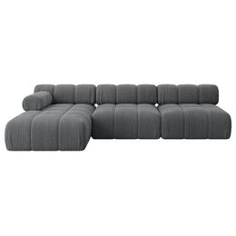 ECKSOFA modulares Sofa Razon-L2 - 285x160x70 cm Dunkelgrau Cord