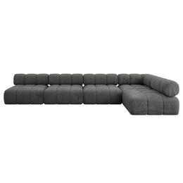 ECKSOFA modulares Sofa Samaro-L3 - 380x190x70 cm Dunkelgrau Velours