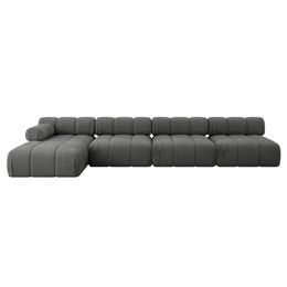 ECKSOFA modulares Sofa Razon-L3 - 380x160x70 cm Dunkelgrau Velours