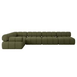 ECKSOFA modulares Sofa Mende-L3 - 380x190x70 cm Gr&uuml;n Boucl&eacute;