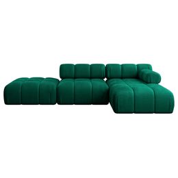 ECKSOFA modulares Sofa Lizur-L1 - 285x160x70 cm Dunkelgr&uuml;n Velours