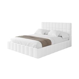 POLSTERBETT mit Bettkasten und Lattenrost, Boxbett ohne Matratze - AMEA 160x200 Wei&szlig; Kunstleder