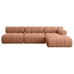 ECKSOFA modulares Sofa Razon-L2 - 285x160x70 cm Apricot Velours