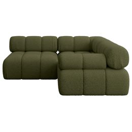 ECKSOFA modulares Sofa Mende-L1 - 190x190x70 cm Gr&uuml;n Boucl&eacute;