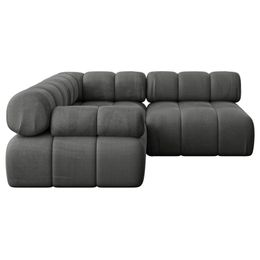 ECKSOFA modulares Sofa Mende-L1 - 190x190x70 cm Dunkelgrau Velours