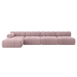 ECKSOFA modulares Sofa Razon-L3 - 380x160x70 cm Rosa Cord