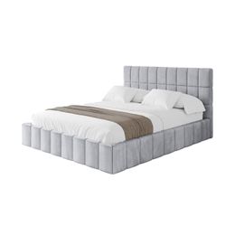 POLSTERBETT mit Bettkasten und Lattenrost, Boxbett ohne Matratze - AMEA 140x200 Hellgrau