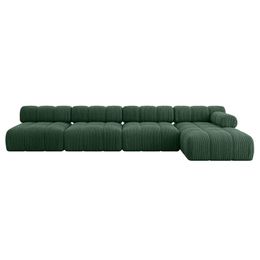 ECKSOFA modulares Sofa Razon-L3 - 380x160x70 cm Gr&uuml;n Cord