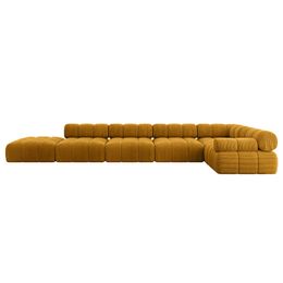 ECKSOFA modulares Sofa Felto-L3 - 475x190x70 cm Senfgelb Cord