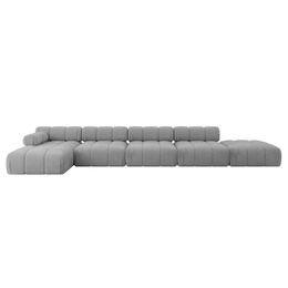ECKSOFA modulares Sofa Lizur-L3 - 475x160x70 cm Hellgrau Velours