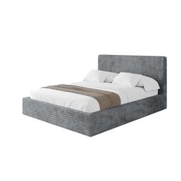 POLSTERBETT mit Bettkasten und Lattenrost, Boxbett ohne Matratze - ALOVA 140x200 Dunkelgrau