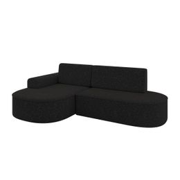 ECKSOFA mit Schlaffunktion und Bettkasten Ottomane Links MARI-L1-S - 283x167x73 cm Schwarz Tissu