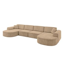 WOHNLANDSCHAFT MARI-U2 - 388x171x79 cm Taupe Velours