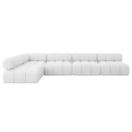 ECKSOFA modulares Sofa Samaro-L3 - 380x190x70 cm Wei&szlig; Boucl&eacute;