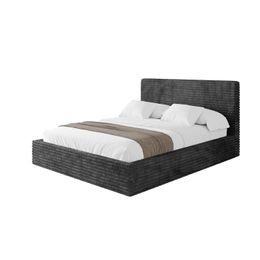 POLSTERBETT mit Bettkasten und Lattenrost, Boxbett ohne Matratze - ALOVA 140x200 Schwarz