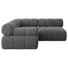 ECKSOFA modulares Sofa Mende-L1 - 190x190x70 cm Dunkelgrau Cord