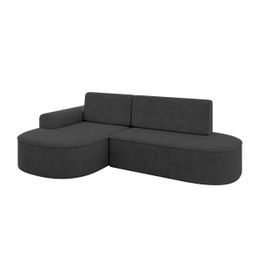 ECKSOFA mit Schlaffunktion und Bettkasten Ottomane Links MARI-L1-S - 283x167x85 cm Dunkelgrau Velours