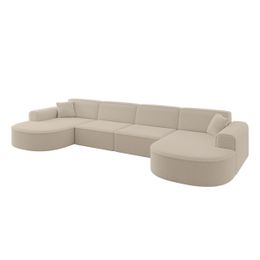 WOHNLANDSCHAFT MARI-U2 - 388x171x79 cm Dunkelbeige Boucl&eacute;