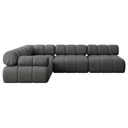 ECKSOFA modulares Sofa Mende-L2 - 285x190x70 cm Dunkelgrau Velours