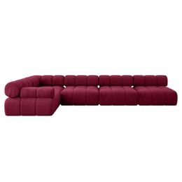 ECKSOFA modulares Sofa Mende-L3 - 380x190x70 cm Bordeauxrot Velours