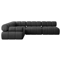 ECKSOFA modulares Sofa Mende-L2 - 285x190x70 cm Schwarz Velours