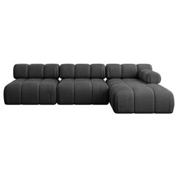 ECKSOFA modulares Sofa Razon-L2 - 285x160x70 cm Schwarz Velours
