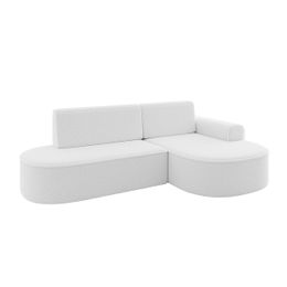 ECKSOFA mit Schlaffunktion und Bettkasten Ottomane Rechts MARI-L1-S - 283x167x85 cm Wei&szlig; Boucl&eacute;