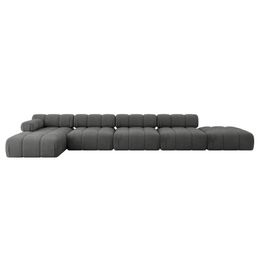 ECKSOFA modulares Sofa Lizur-L3 - 475x160x70 cm Dunkelgrau Velours
