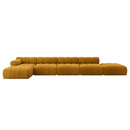 ECKSOFA modulares Sofa Lizur-L3 - 475x160x70 cm Senfgelb Cord