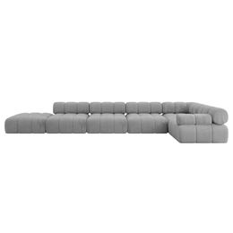 ECKSOFA modulares Sofa Felto-L3 - 475x190x70 cm Hellgrau Velours