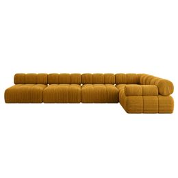 ECKSOFA modulares Sofa Mende-L3 - 380x190x70 cm Senfgelb Cord