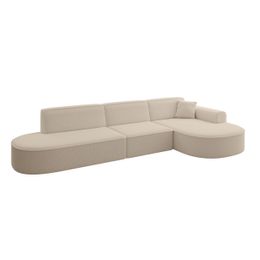 ECKSOFA Ottomane Rechts MARI-L2 - 328x171x79 cm Dunkelbeige Boucl&eacute;