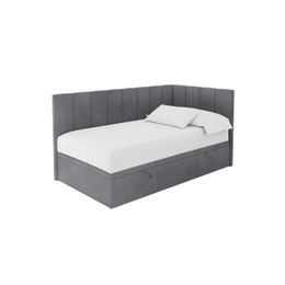 EINZELBETT Jugendbett mit Bettkasten Links, ohne Matratze - LOVY 80x200 Dunkelgrau