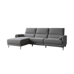 KAWOLA ECKSOFA ADRIANA Anthrazit Flachgewebe Relaxfunktion