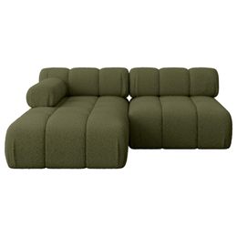 ECKSOFA modulares Sofa Razon-L1 - 190x160x70 cm Gr&uuml;n Boucl&eacute;
