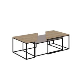 SET 3 Couchtische mit Metallf&uuml;&szlig;en - TITAN
