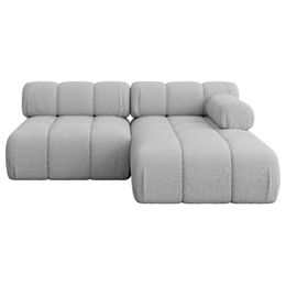 ECKSOFA modulares Sofa Razon-L1 - 190x160x70 cm Hellgrau Boucl&eacute;