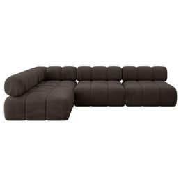 ECKSOFA modulares Sofa Samaro-L2 - 285x190x70 cm Braun Velours