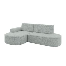 ECKSOFA mit Schlaffunktion und Bettkasten Ottomane Links MARI-L1-S - 283x167x73 cm Gr&uuml;n Tissu
