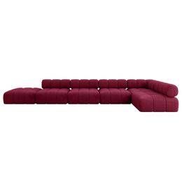 ECKSOFA modulares Sofa Favio-L3 - 475x190x70 cm Bordeauxrot Velours