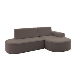 ECKSOFA mit Schlaffunktion und Bettkasten Ottomane Rechts MARI-L1-S - 283x167x85 cm Braun Boucl&eacute;
