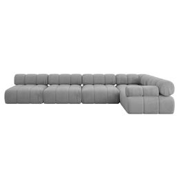 ECKSOFA modulares Sofa Mende-L3 - 380x190x70 cm Hellgrau Velours