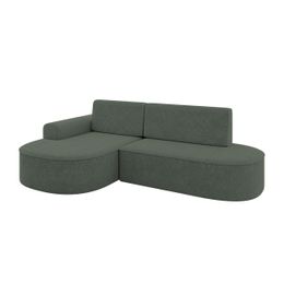 ECKSOFA mit Schlaffunktion und Bettkasten Ottomane Links MARI-L1-S - 283x167x73 cm Gr&uuml;n Tissu
