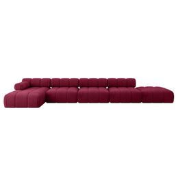 ECKSOFA modulares Sofa Lizur-L3 - 475x160x70 cm Bordeauxrot Velours
