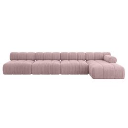 ECKSOFA modulares Sofa Razon-L3 - 380x160x70 cm Rosa Cord