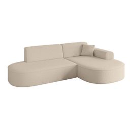 ECKSOFA Ottomane Rechts MARI-L1 - 243x171x79 cm Dunkelbeige Boucl&eacute;