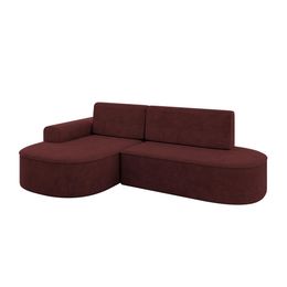 ECKSOFA mit Schlaffunktion und Bettkasten Ottomane Links MARI-L1-S - 283x167x85 cm Bordeauxrot Velours