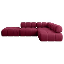 ECKSOFA modulares Sofa Favio-L1 - 285x190x70 cm Bordeauxrot Velours
