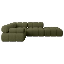 ECKSOFA modulares Sofa Felto-L1 - 285x190x70 cm Gr&uuml;n Boucl&eacute;