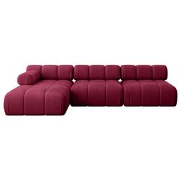 ECKSOFA modulares Sofa Razon-L2 - 285x160x70 cm Bordeauxrot Velours